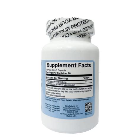 Monolaurin 650 Immune Support Herbal Supplements Natural Products Ancient Formulas Inc