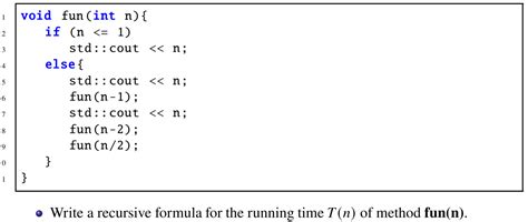 Solved Void Fun Int N If N Std Cout N T N
