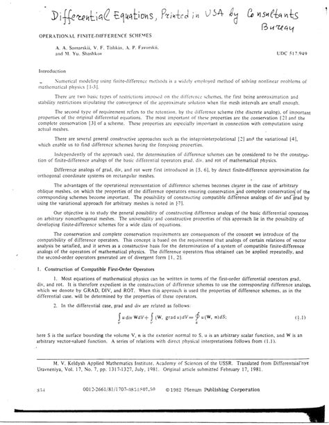 PDF Operational Finite Difference Schemes