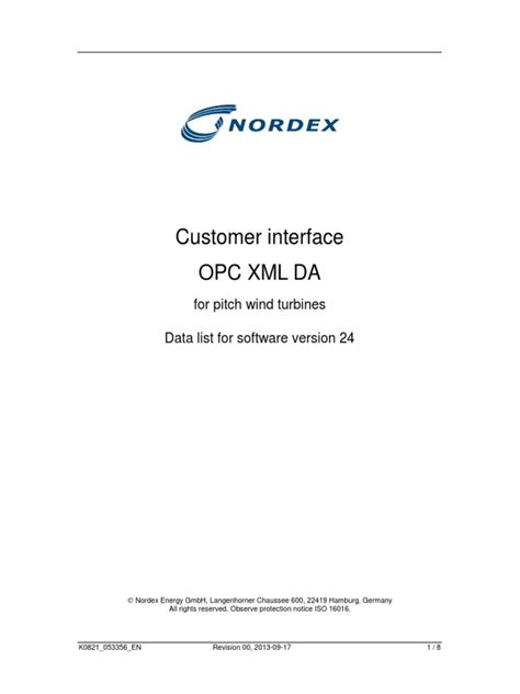 16 Customer Interface Opc Xml Da Rev24 Pdf Wind Turbine