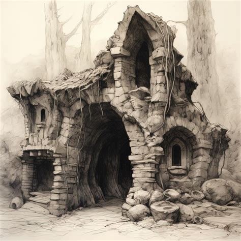 Premium AI Image A Drawing Of A Building With A Drawing Of A Tree With A Building In The