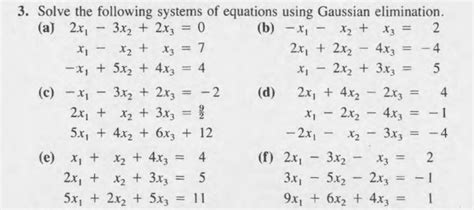 solved 3 solve the following systems of equations using
