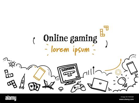 Internet Network Online Gaming Concept Sketch Doodle Horizontal