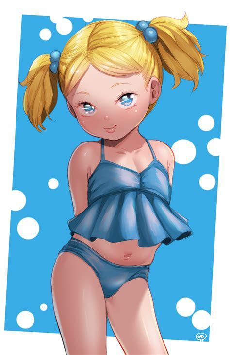 Born To Die Bubbles Ppg Cartoon Network Powerpuff Girls 1girl Arms Behind Back Bikini