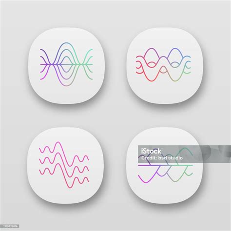 Sound Waves App Icons Set Ui Ux User Interface Vibration Noise Amplitude Soundwaves Digital
