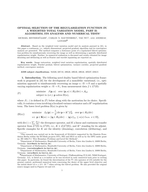 pdf optimal selection of the regularization function in a weighted