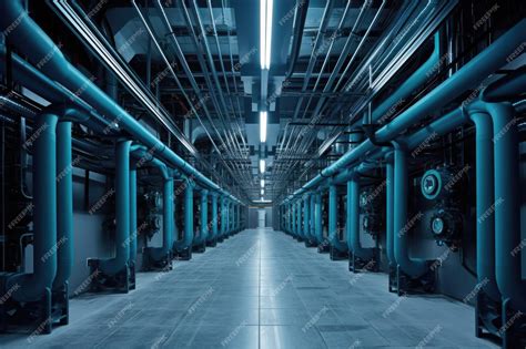 Premium Ai Image Data Center Cooling System With Pipes And Vents