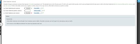 Solved Direct Materials Variances C Cost Variance Enter A Chegg