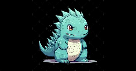 Cute Godzilla Happy Mood In Kawaii Cartoon Style Godzilla Sticker