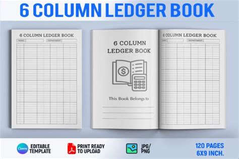 6 Column Ledger Book Graphic By Book2bees · Creative Fabrica