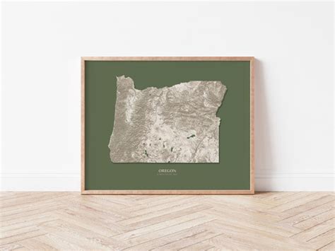 Oregon Hydrological Map Green Etsy