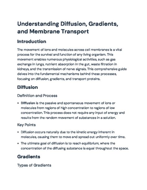Understanding Diffusion Gradients And Membrane Transport Biology 101 Understanding