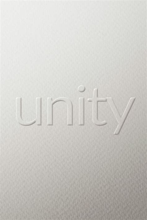 Unity Embossed Text White Paper Background