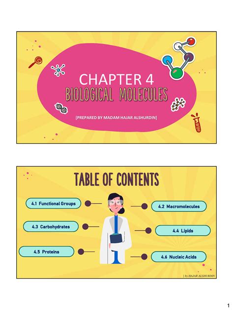 Chapter 4 Biological Molecules Part 1 Chapter 4 Prepared By