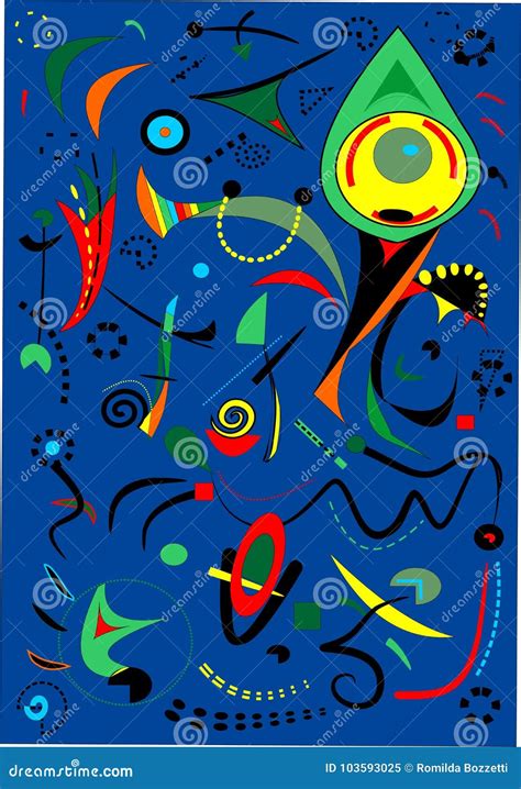 O Fundo Azul Abstrato Formas Coloridas Extravagantes Denomina O Pintor Surrealista Ilustração