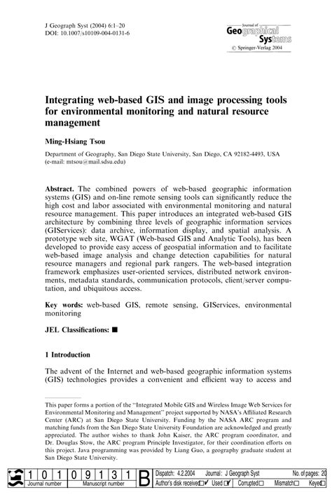 Pdf Integrating Web Based Gis And Image Processing Tools For Environmental Monitoring And