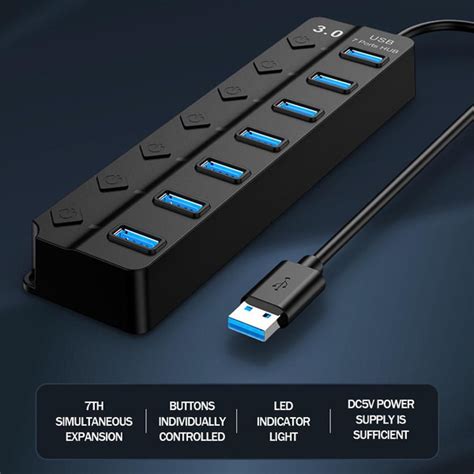 Usb Hub Разветвитель для ноутбука Usb хаб 3 0 Usb разветвитель на 7 портов Usb Hub с