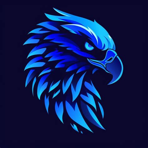 Blue Eagle For Gaming Logo On Dark Blue Background Premium Ai