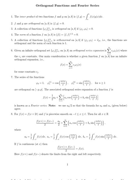 Orthogonal Functions And Fourier Series Pdf