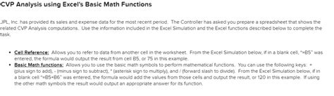 solved cvp analysis using excel s basic math functions jpl
