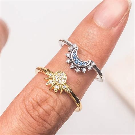 Sun And Moon Ring Set With Eternal Rose Box In 2024 Pandora Style