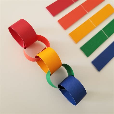 Diy Paper Chain Kits Primary Rainbow Red Orange Yellow Green Blue