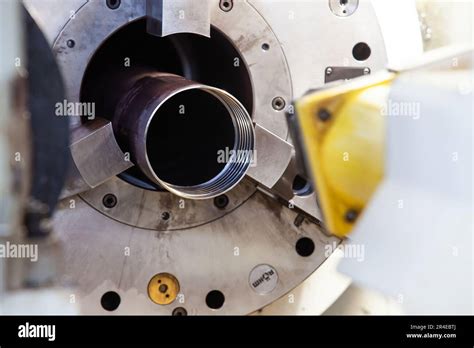 Machining Pipe On Turning Lathe Creation Internal Thread Closeup Photo Stock Photo Alamy
