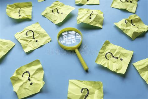 Qna Or Questions And Answers Concept Yellow Magnifying Glass With