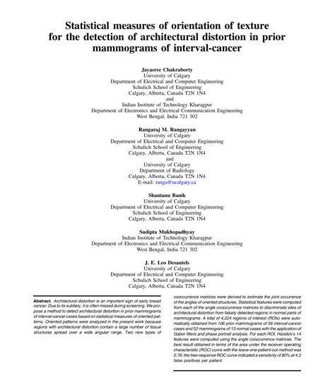 Pdf Detection Of Architectural Distortion In Prior Mammograms Using