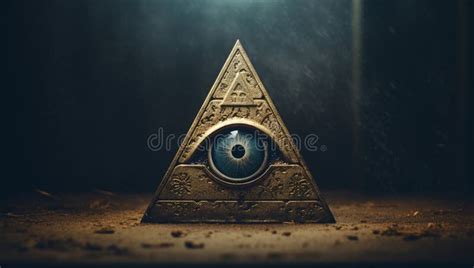 Occult Triangle Pyramid Magic Eye Symbol Stock Illustration