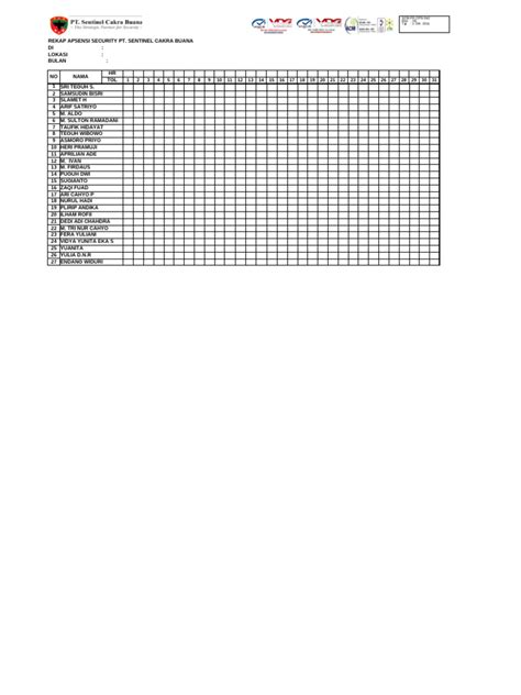 Scedul Rekap Apsensi 2024 Pdf