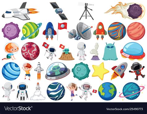 Set Space Element Royalty Free Vector Image Vectorstock