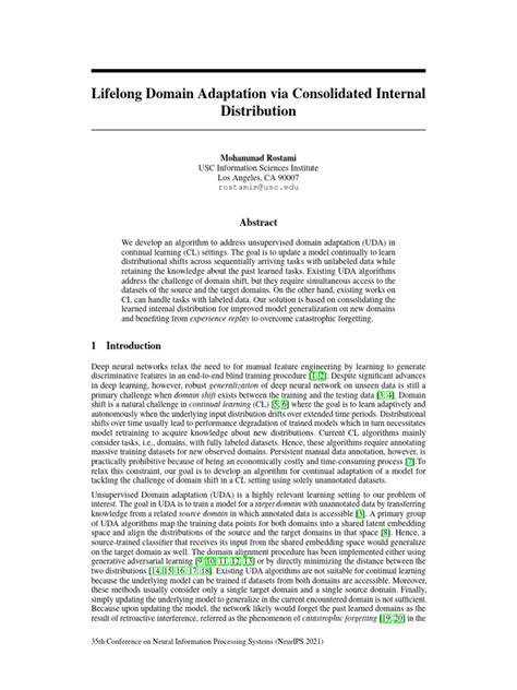 neurips 2021 lifelong domain adaptation via consolidated internal