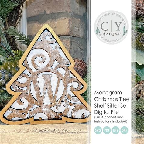 Christmas Tree Monogram Set SVG Digital File Laser File Etsy