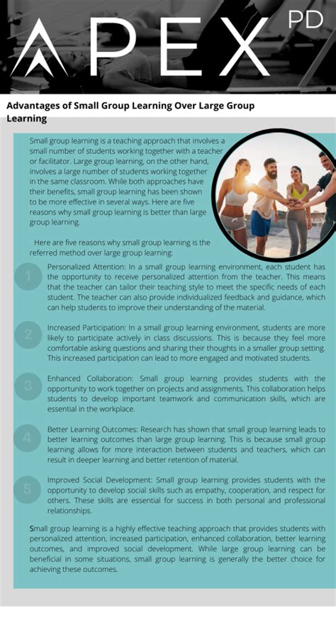 Advantages Of Small Group Learning Over Large Group Learning Apex Pd
