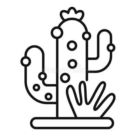 Gmo Cactus Growing In Smart Farm Outline Icon Representing Innovative