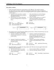 AP Biology Scoring Guide Unit 6 Progress Check MCQ Copyright 2017 The College Course Hero
