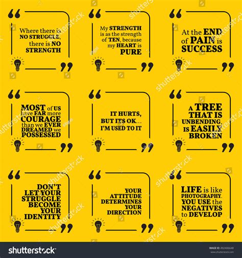 Set Motivational Quotes About Struggle Strength Stock Vector Royalty