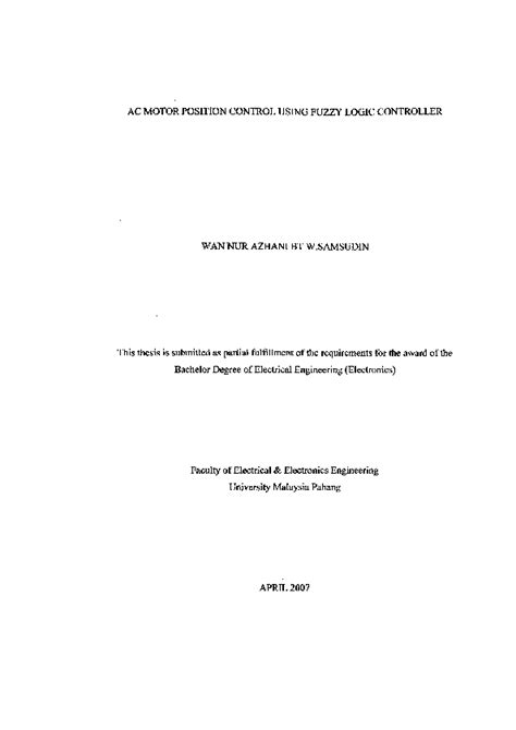 pdf ac motor position control using fuzzy logic controller
