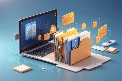premium photo 3d file transfer of document in folder file transfer