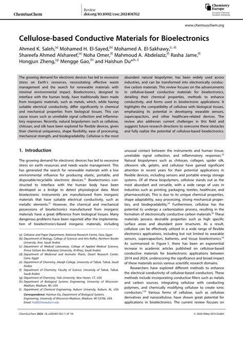 Cellulose‐based Conductive Materials For Bioelectronics Request Pdf
