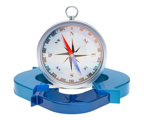Premium Photo Business Success Concept Compass With Blue Arrows 3d