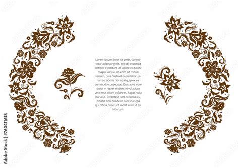Vector Floral Semicircle Frame Vignettes Border Card Design Template Flower Silhouette