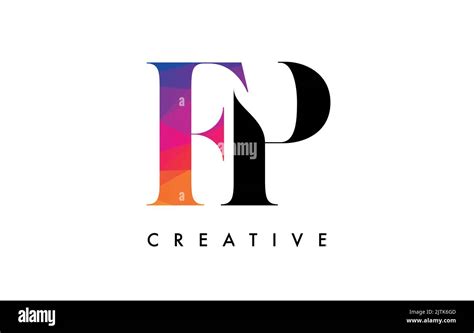 FP Letter Design With Creative Cut And Colorful Rainbow Texture FP Letter Icon Vector Logo With