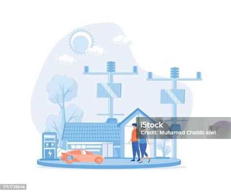 에코 하우스 재생 가능 에너지 친환경 건축 마을 생활 지구 온난화 폐기물 제로 평면 벡터 현대 그림 0명에 대한 스톡 벡터 아트 및 기타 이미지 Istock