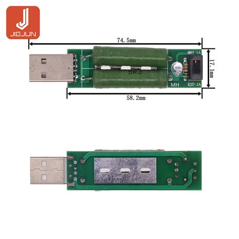 พอร์ต Usb Mini Discharge Load Resistor Digital Current แรงดันไฟฟ้าเครื่องทดสอบ 2a 1a พร้อมสวิตช์