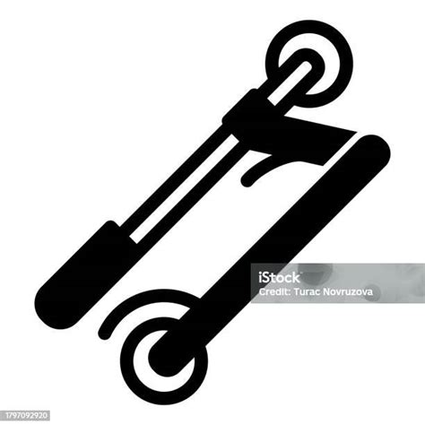 전기 스쿠터 접힌 솔리드 아이콘 전기 운송 개념 흰색 배경에 접이식 파워 스쿠터 벡터 기호 글리프 스타일 아이콘 모바일 개념 웹 디자인 벡터 그래픽 건강한 생활방식에 대한