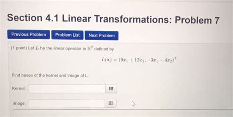 Solved Section 4 1 Linear Transformations Problem 7