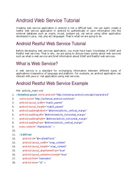 Android Restful Web Service Tutorial Pdf Web Service Computer Data