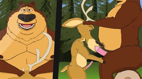 Rule 34 Anthro Bodily Fluids Boog Open Season Brown Bear Cervid Duo Elliot Open Season